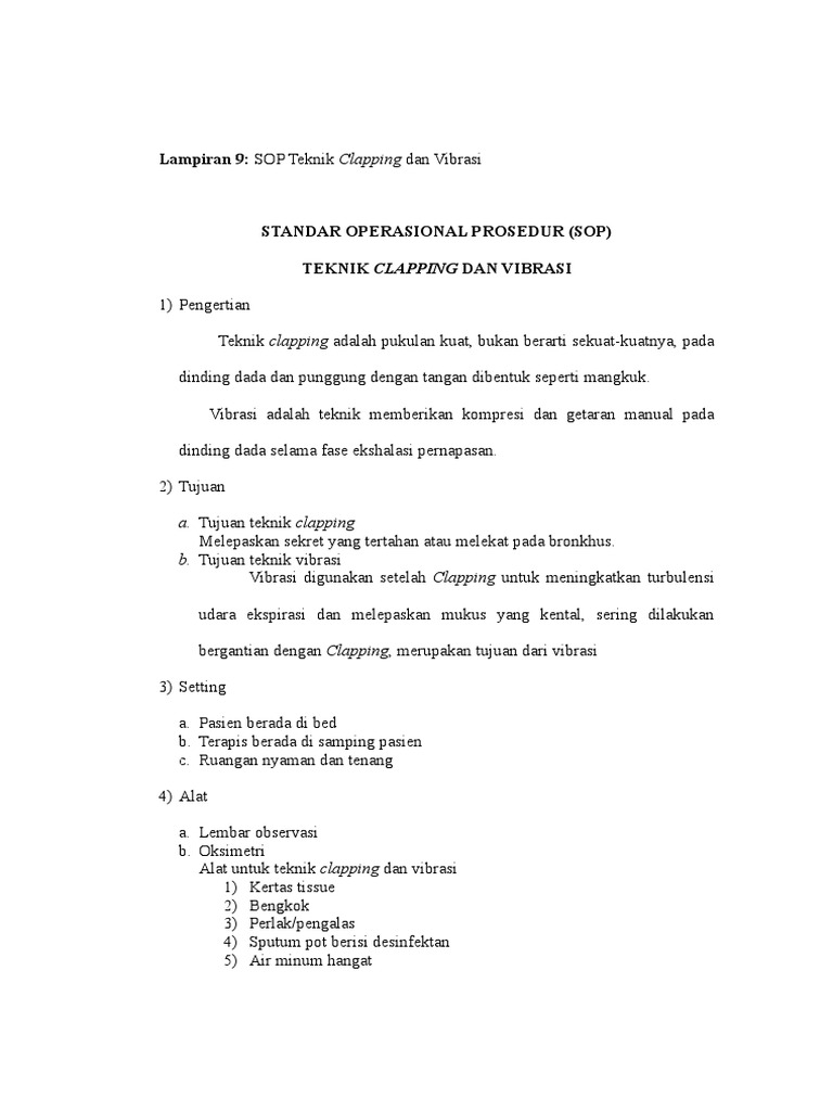 SOP Teknik Clapping & Vibrasi | PDF