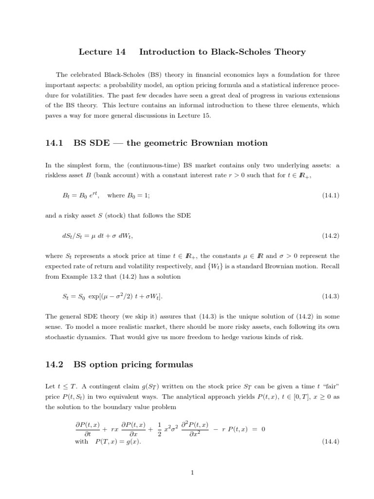 Introduction To Black-Scholes Theory | PDF | Implied Volatility ...