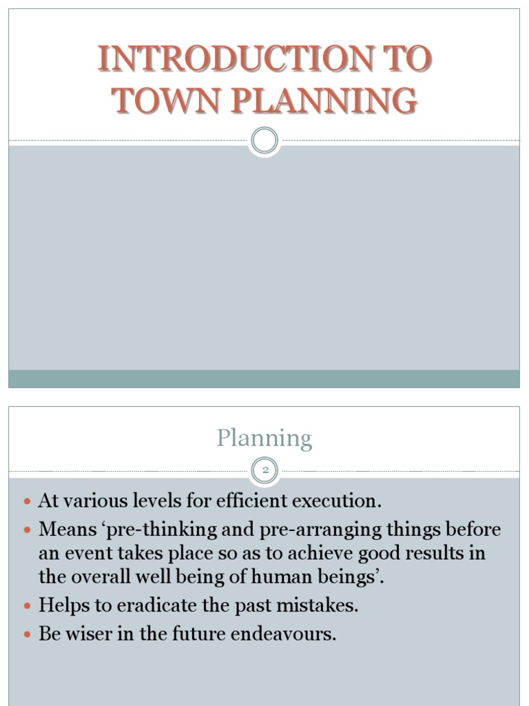1.introduction To Town Planning | PDF | Urban Planning