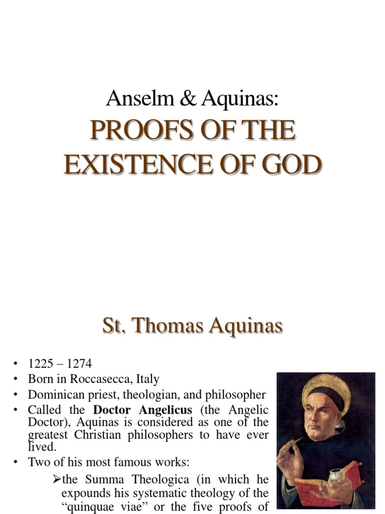 Anselm & Aquinas:: Proofs of The Existence of God | PDF | Causality ...