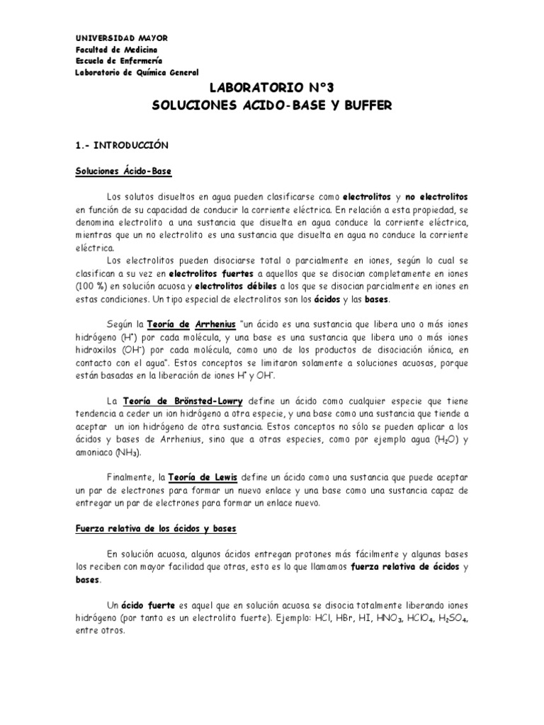 Soluciones Ácido-Base y Buffer: pH Constante | PDF | Solución tampón ...
