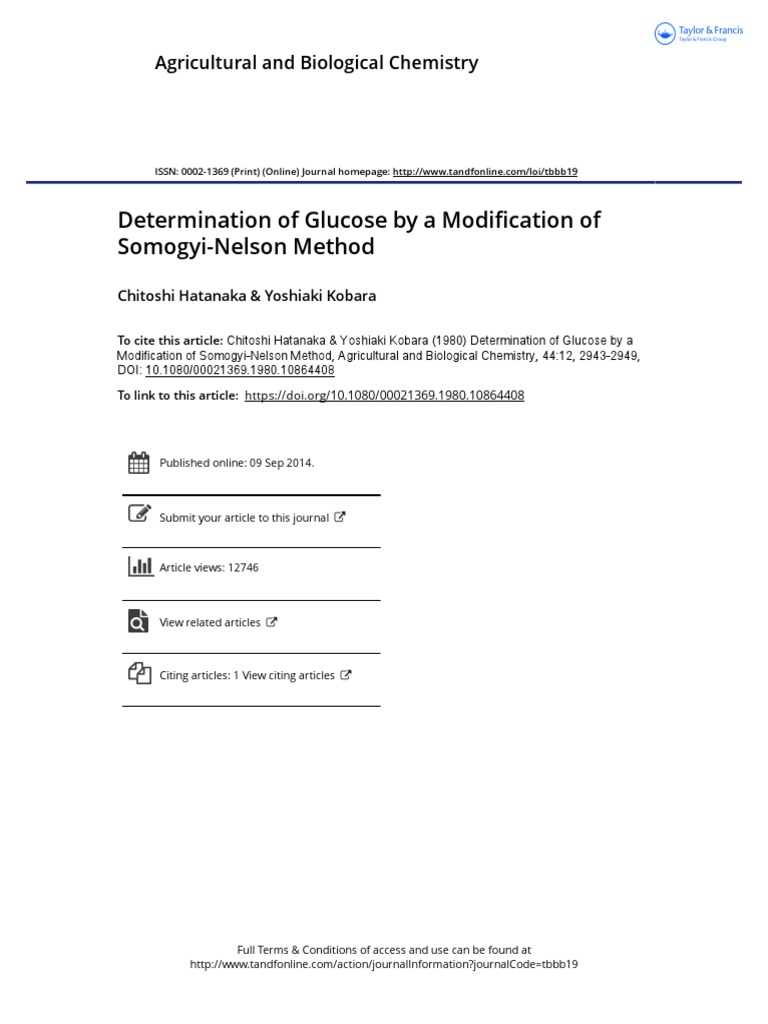 Determination of Glucose by a Modification of Somogyi Nelson Method ...