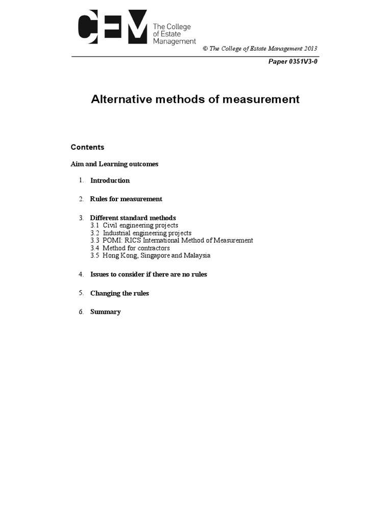 Alternative Methods of Measurement | Download Free PDF | Specification ...