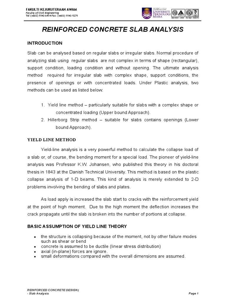 Yieldline Analysis of Solid Slab | PDF | Bending | Yield (Engineering)