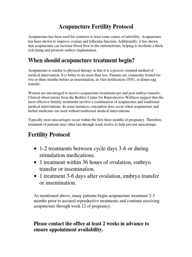 Acupuncture Fertility Protocol | PDF