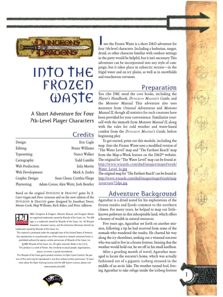 Into The Frozen Waste 3.5 PDF | PDF | Dungeons & Dragons | Wizards Of ...