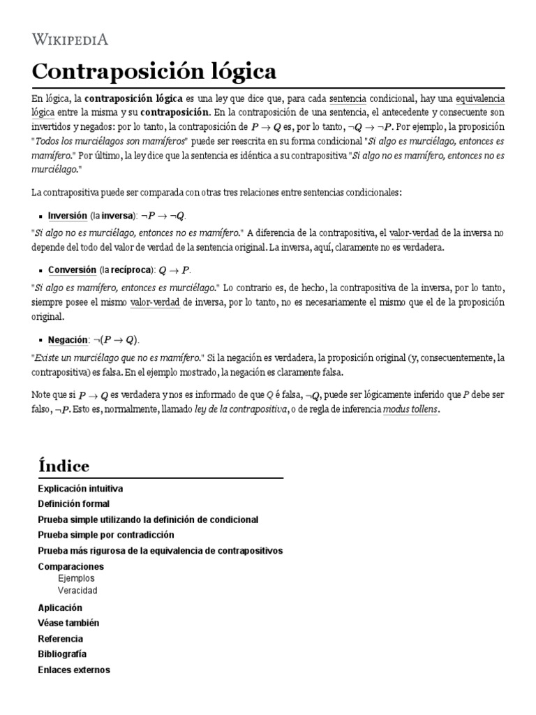 Contraposición lógica | Epistemología | Expresiones lógicas