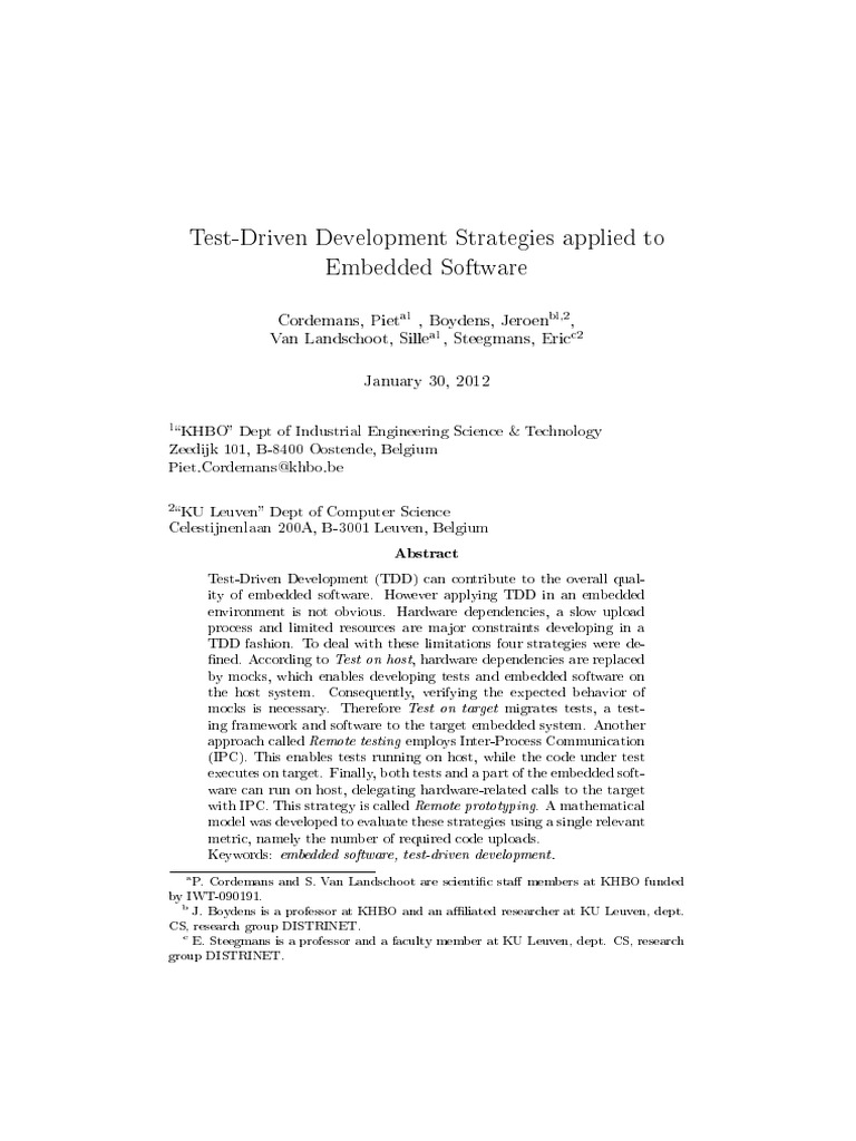 T DD Strategies Applied Toes | PDF | Test Driven Development | Embedded ...