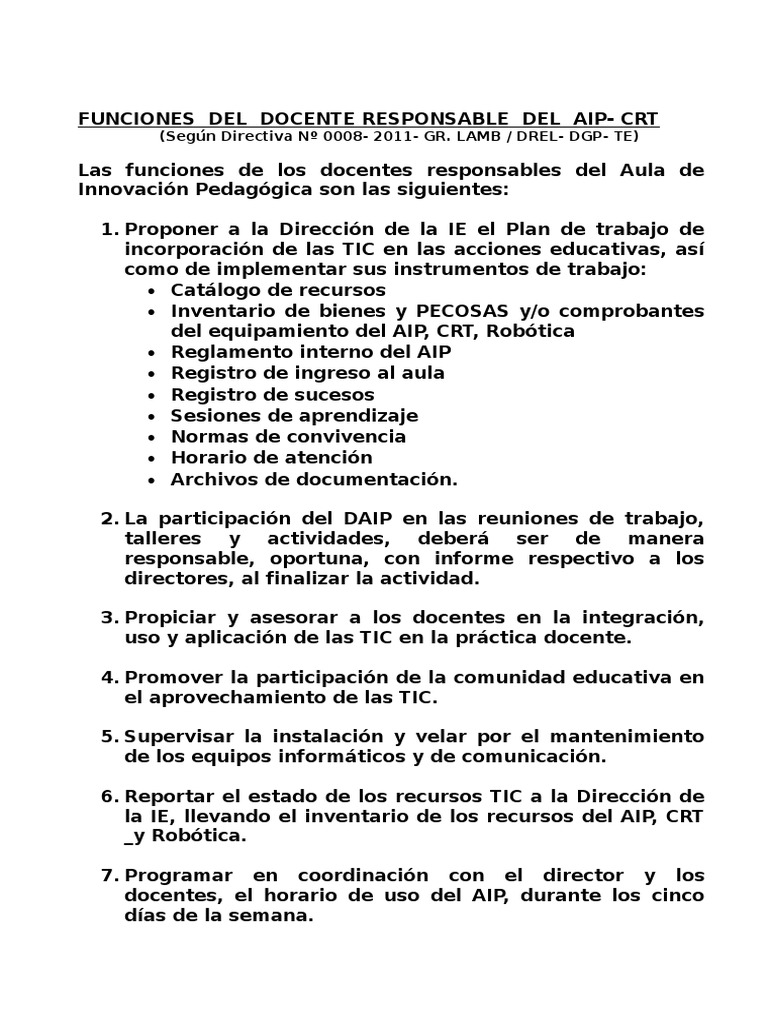 Funciones Del DAIP | PDF | Maestros | Tecnología de información y ...