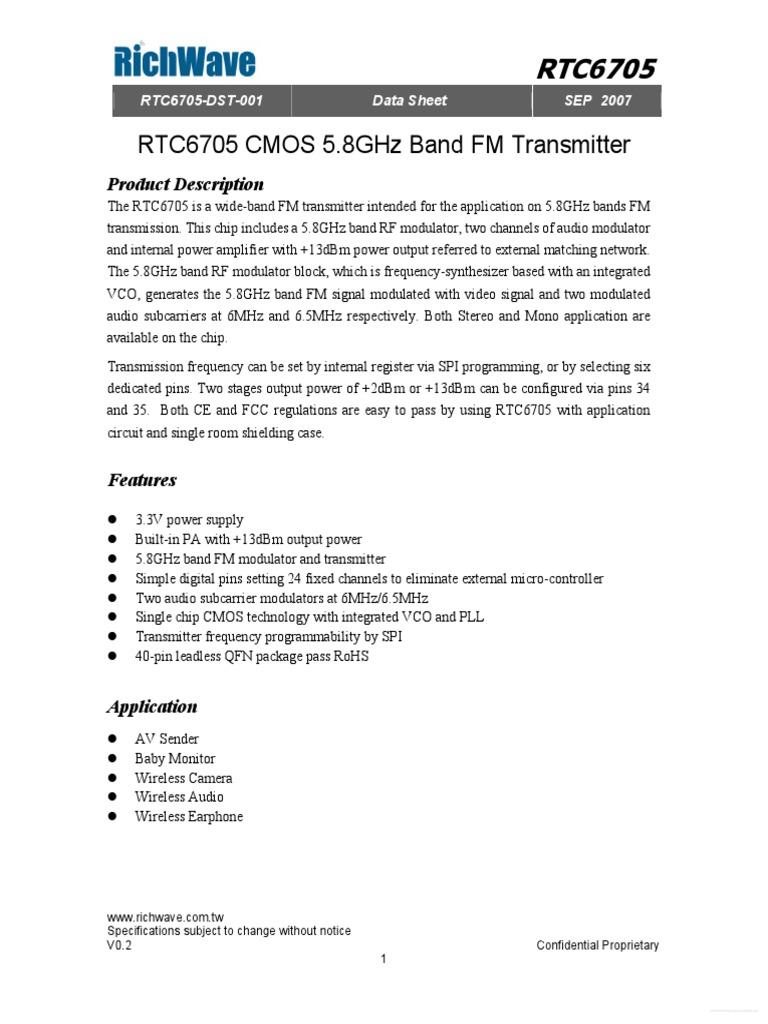 RTC 6705 | PDF | Frequency Modulation | Transmitter