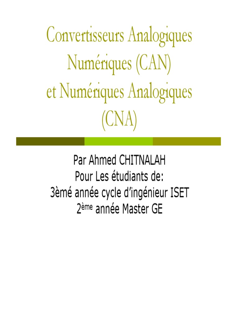 Convertisseurs CAN et CNA: Principes et Types | PDF | Analogique ...