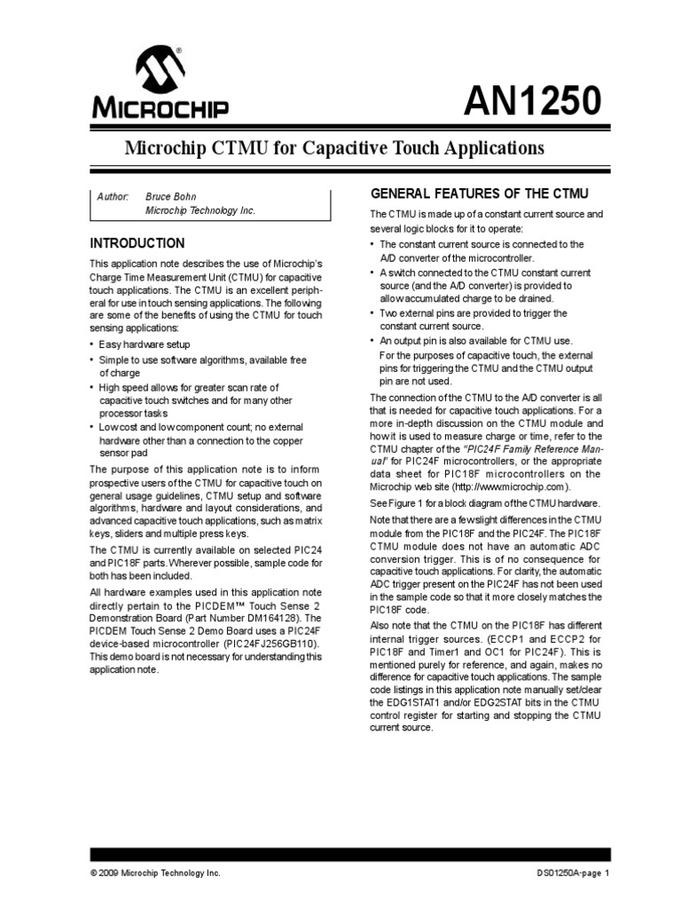 Microchip CTMU For Capacitive Touch Applications: General Features of ...