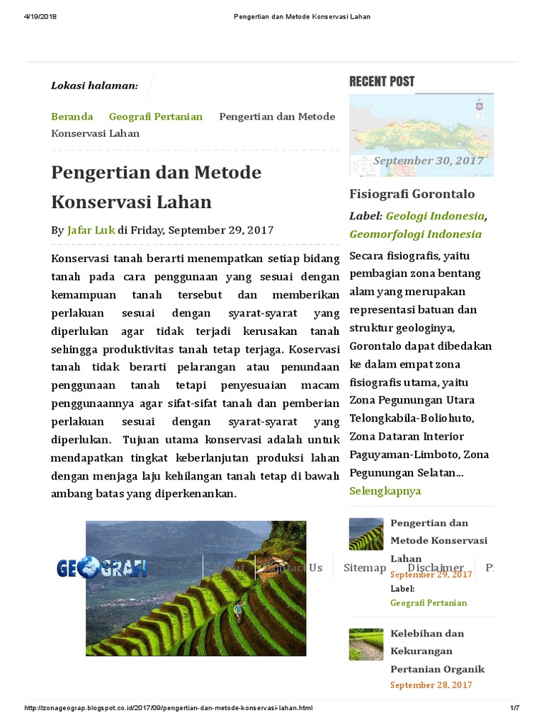Pengertian Dan Metode Konservasi Lahan | PDF