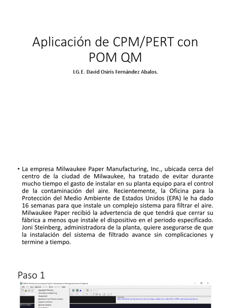 Aplicación de CPM Con POM QM | PDF