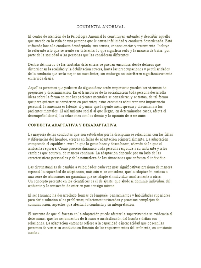 Conducta Anormal | PDF | Comportamiento | Sicología