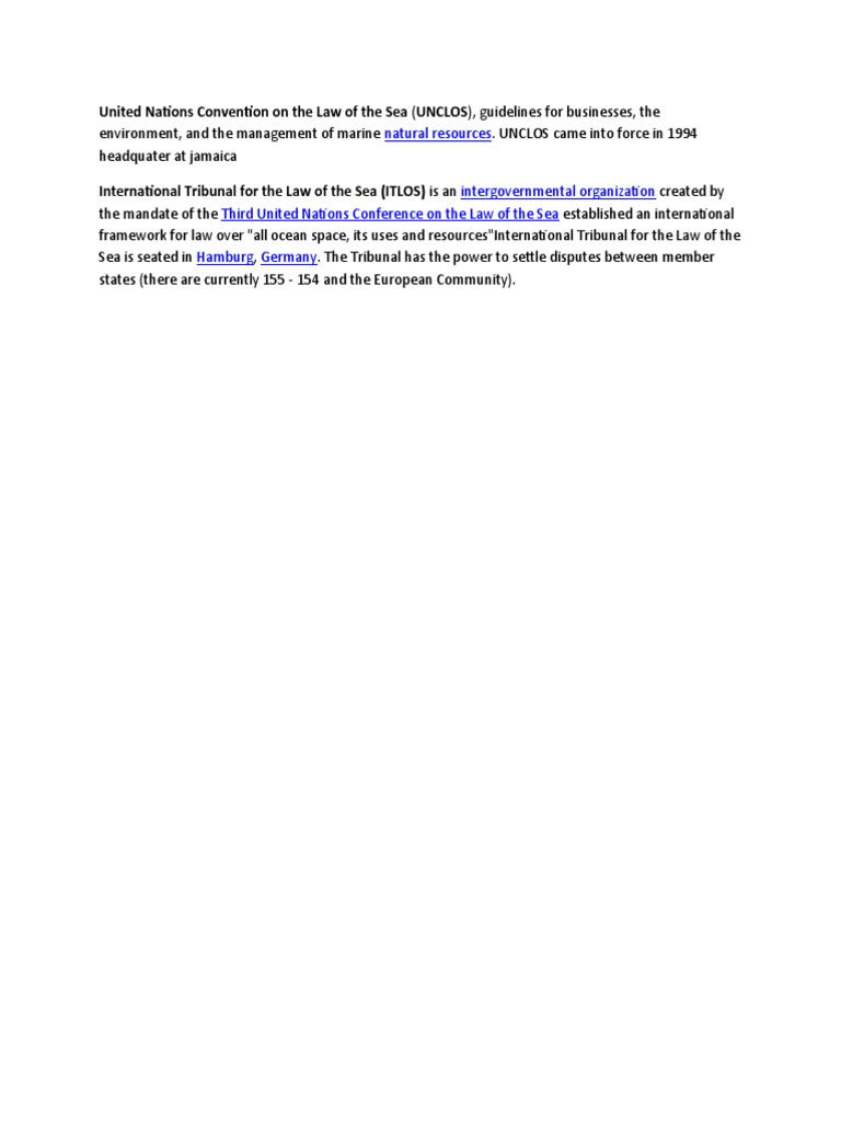 UNCLOS Guidelines for Marine Resource Management | PDF | Politics | Travel