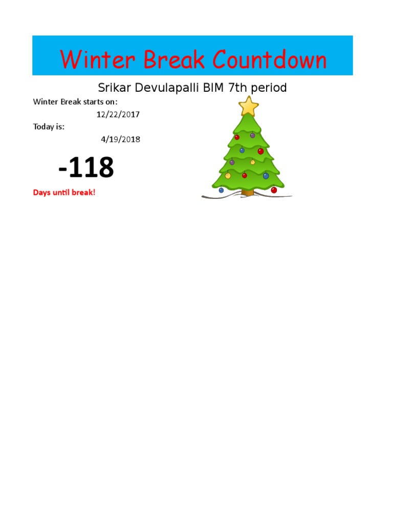 Winter Break Countdown for Students | PDF