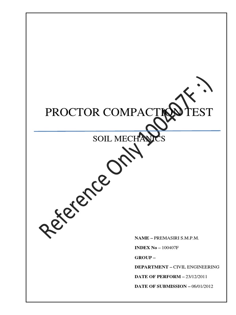 Proctor Compaction Test Overview | PDF | Horticulture And Gardening ...