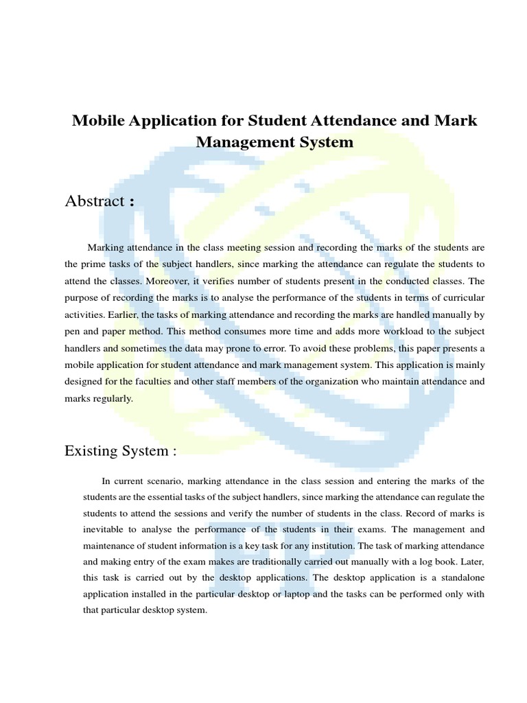 Mobile Application For Student Attendance and Mark Management System ...
