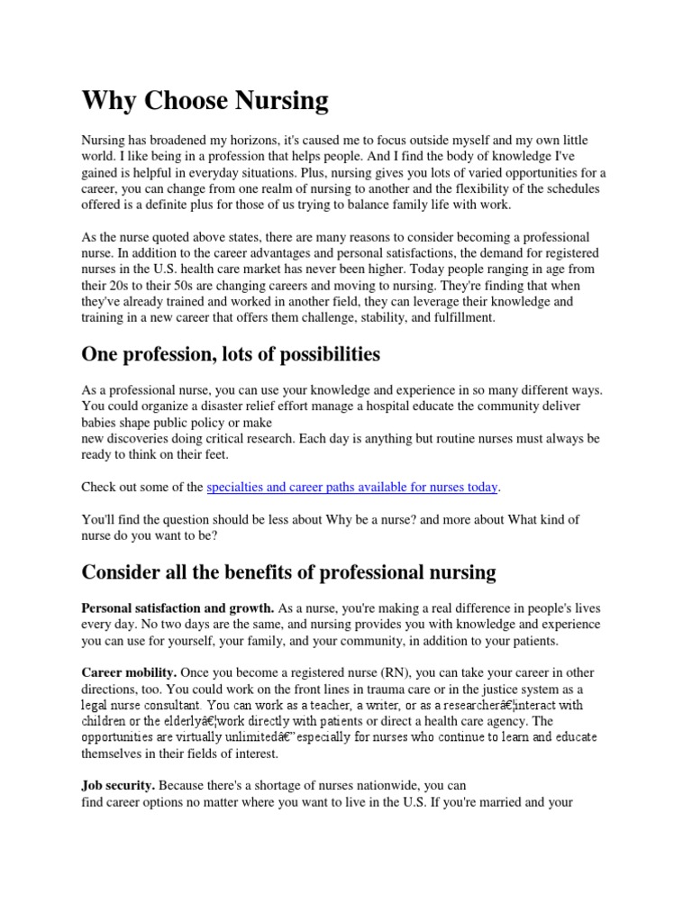 Why Choose Nursing: A Comprehensive Look at the Career Advantages and ...