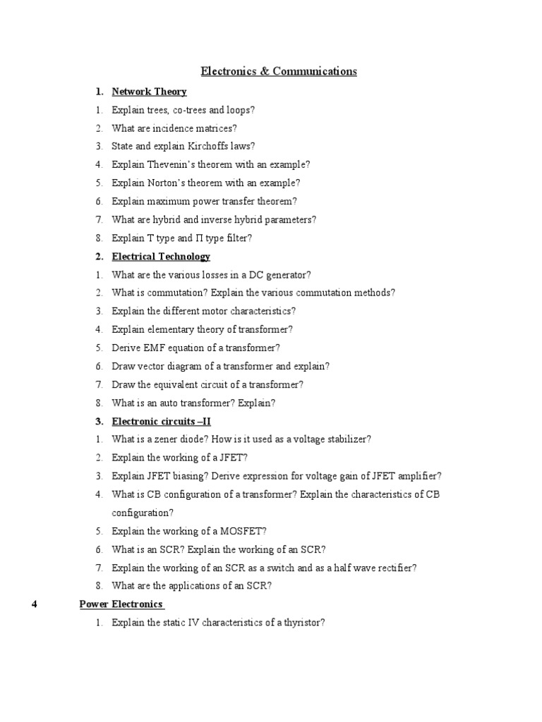 Electronics & Communications: 1. Network Theory | PDF | Rectifier ...