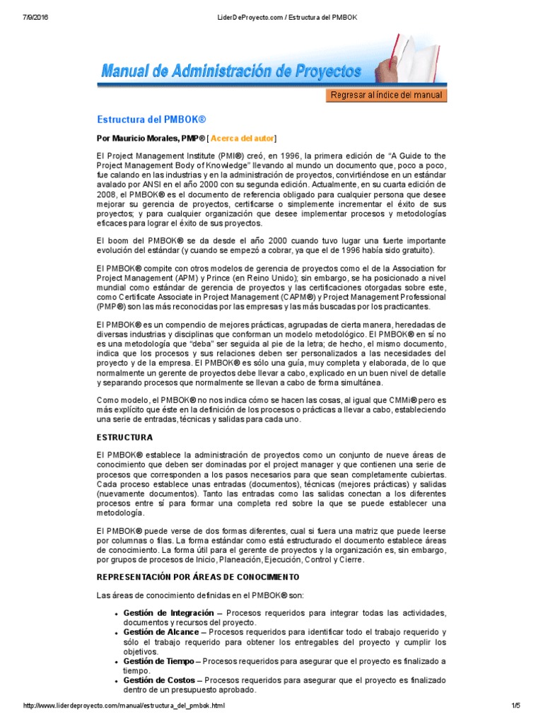 Partes de Un Proyecto (PMI) | PDF | Responsabilidad | Business