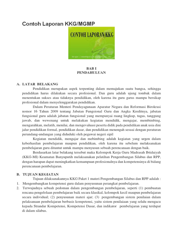 Contoh Laporan KKG | PDF