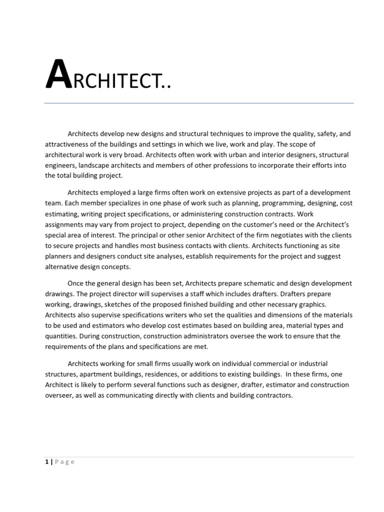 Architect | PDF | Architect | Specification (Technical Standard)