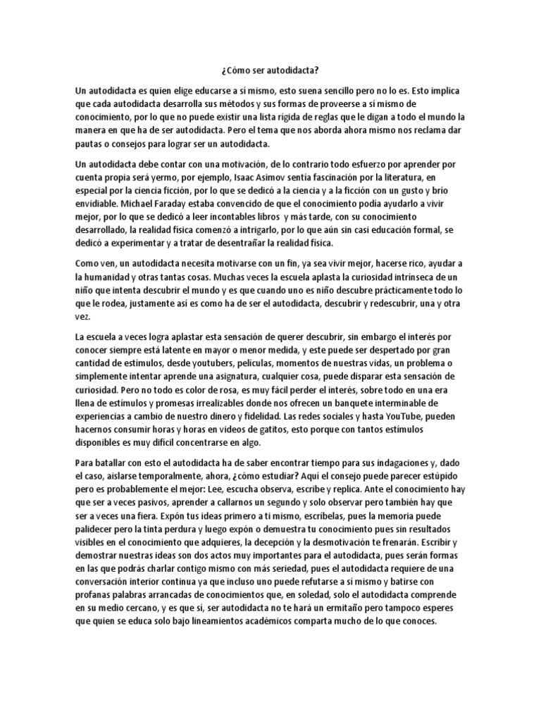 Cómo Ser Autodidacta Pdf Conocimiento Aprendizaje