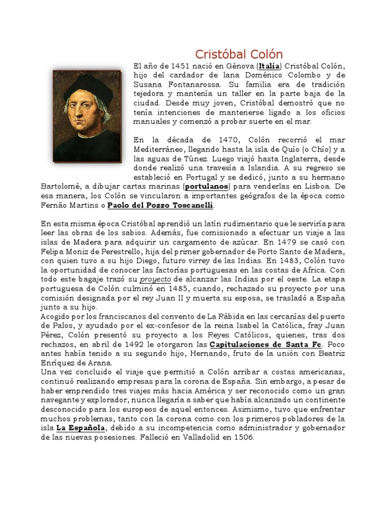 Biografías de Figuras Históricas | PDF | Cristobal colon | Gabriel ...