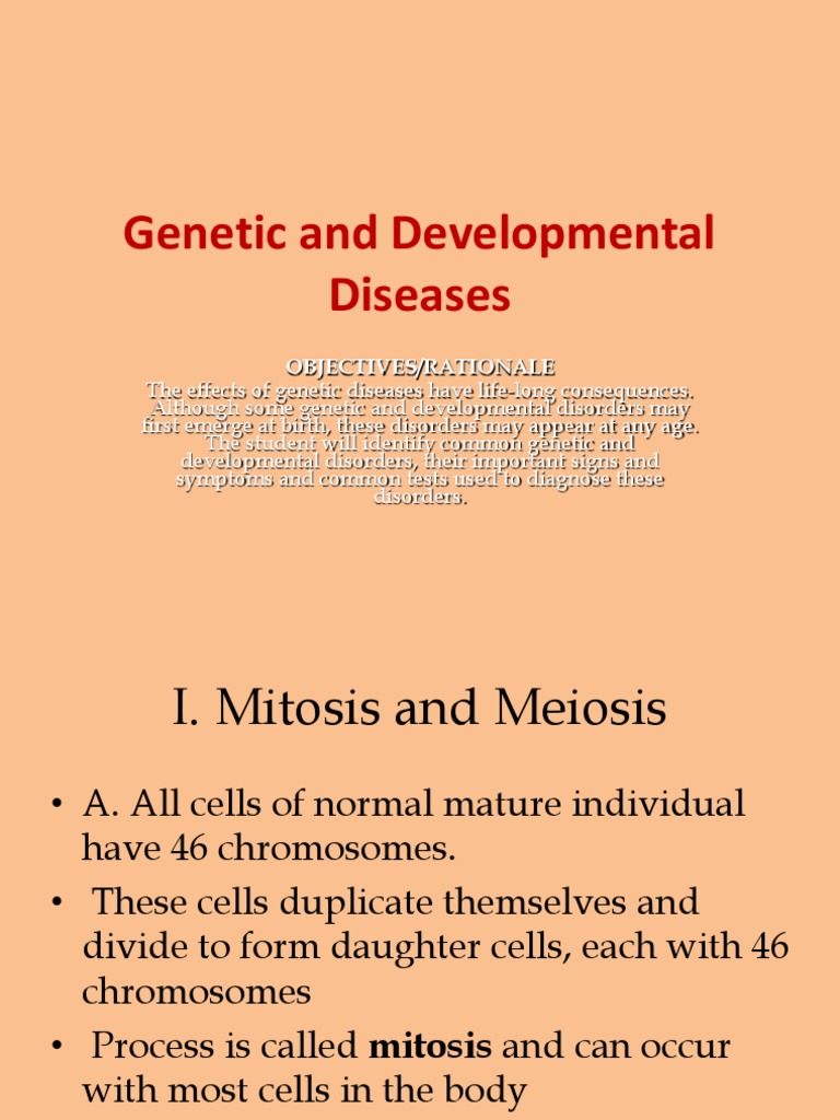 Genetic and Developmental Diseases | PDF | Meiosis | Genetic Disorder