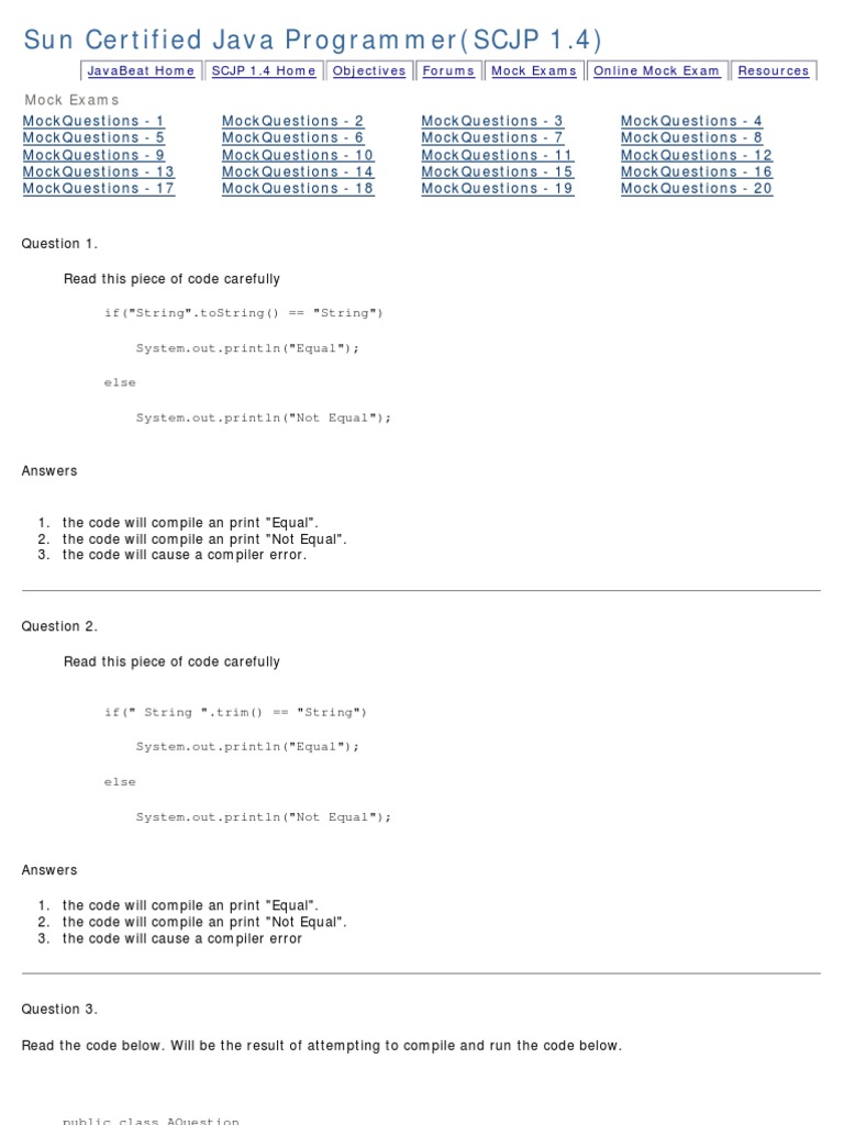 Java Mock Tests For Scjp Pdf Class Computer Programming Method Computer Programming 5393