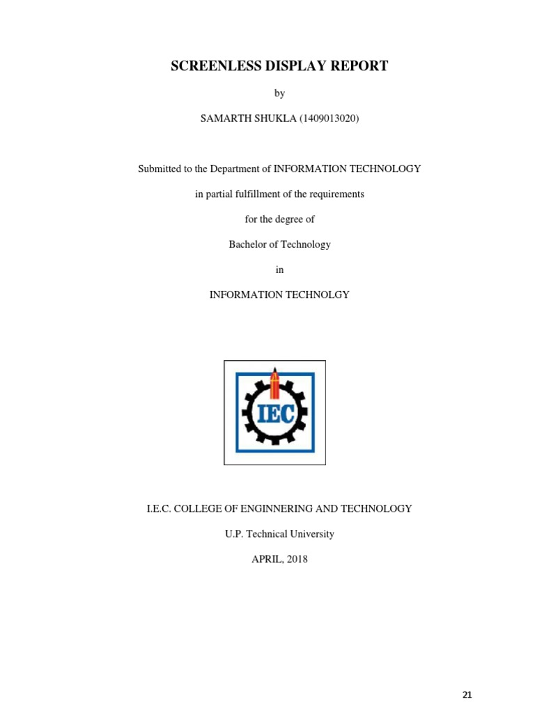 Screenless Display Report | PDF | Retina | Display Resolution