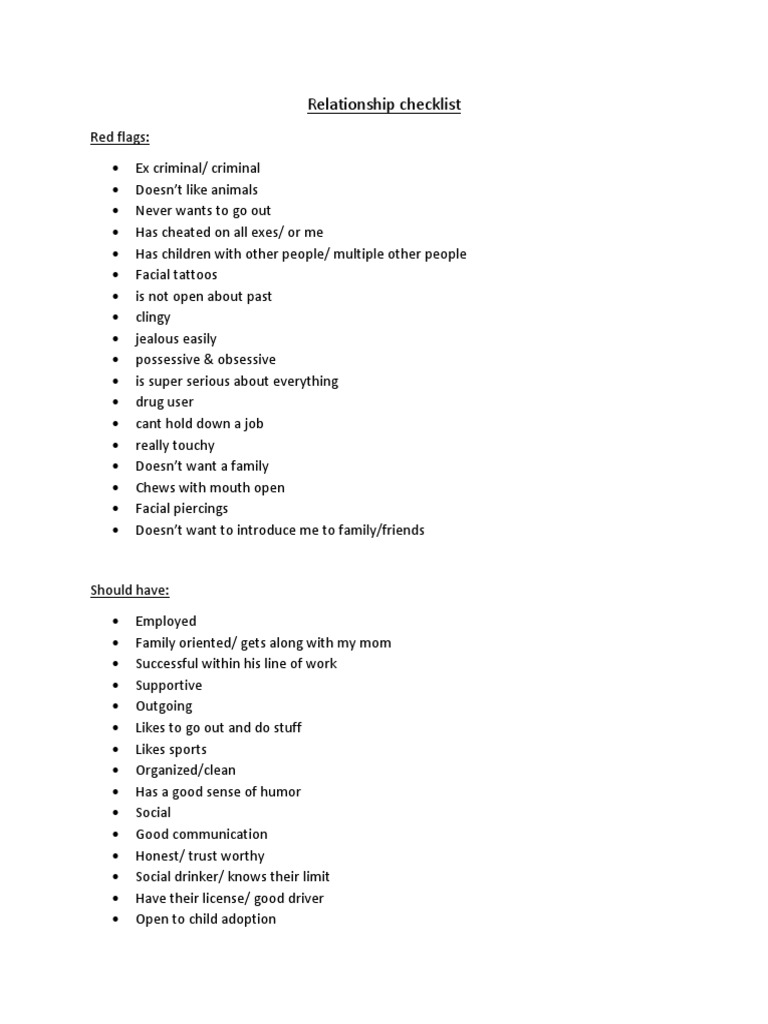 Essential Relationship Checklist | PDF