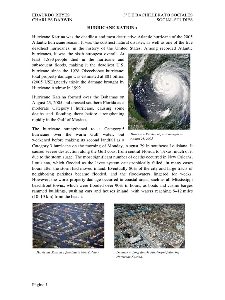 Hurricane Katrina at Peak Strength On August 28, 2005 | PDF