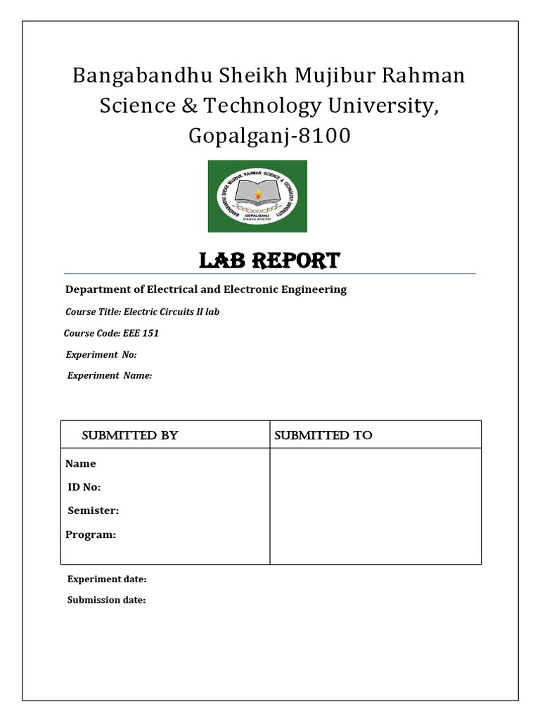 Lab Report Cover Page Template | PDF