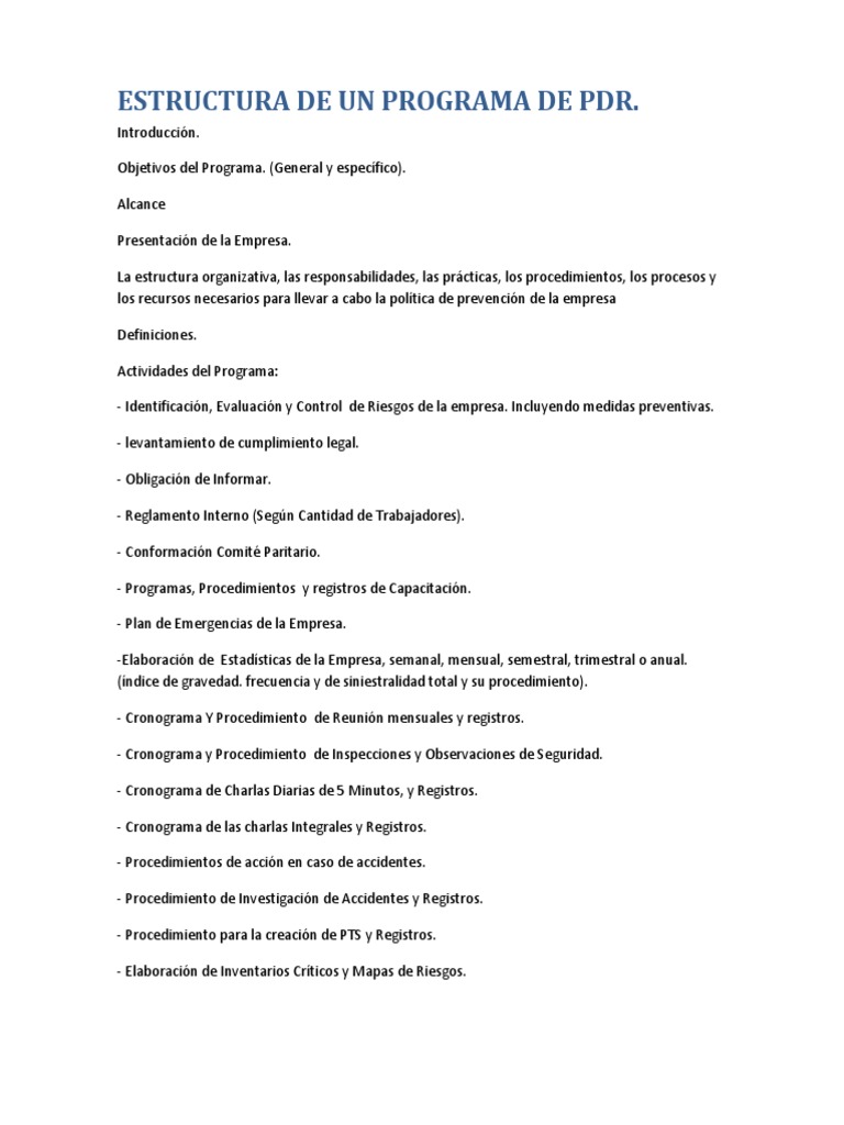 Estructura de Un Programa de PDR | PDF