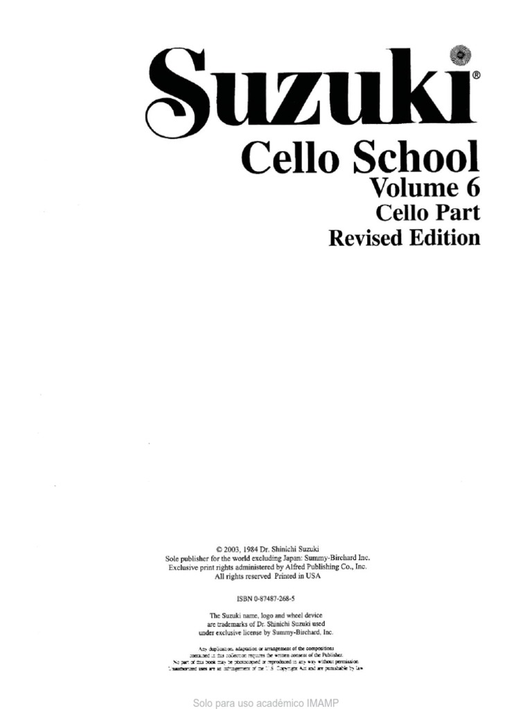 Cello - Suzuki - Cello School Volume 6 | PDF