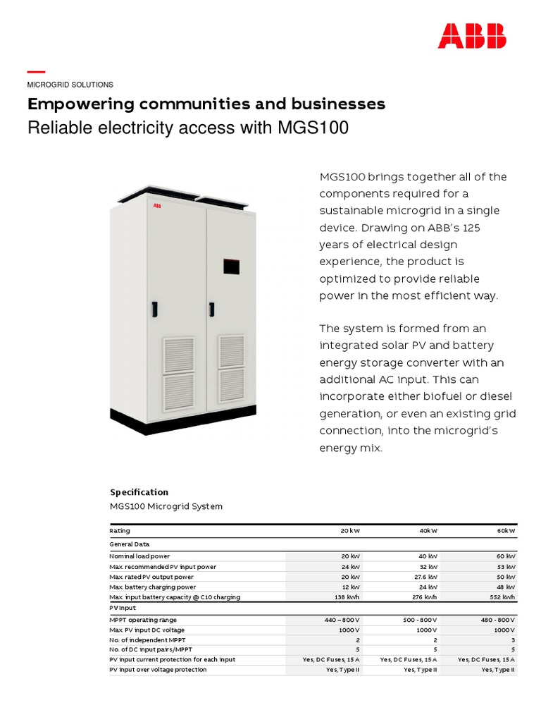 MGS100 Technical Datasheet Final Rev-A ABB | Distributed Generation ...