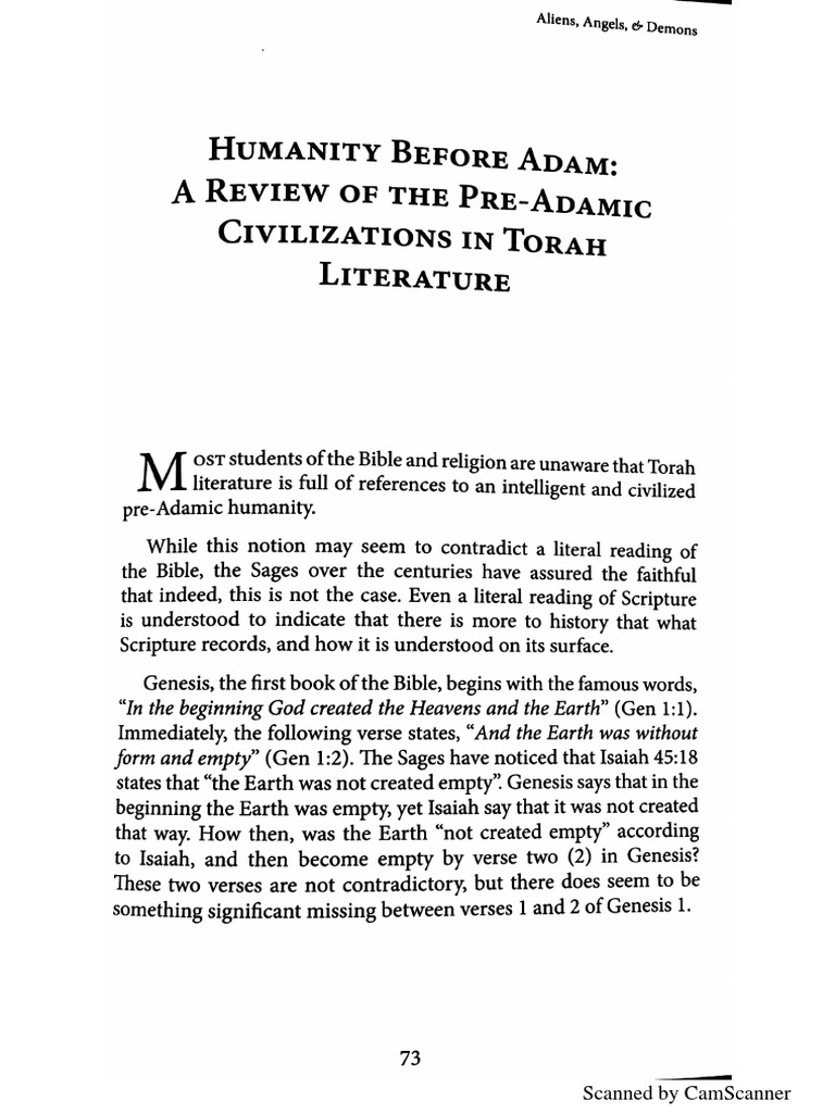 Exploring References to a Pre-Adamite Civilization in Torah Literature ...