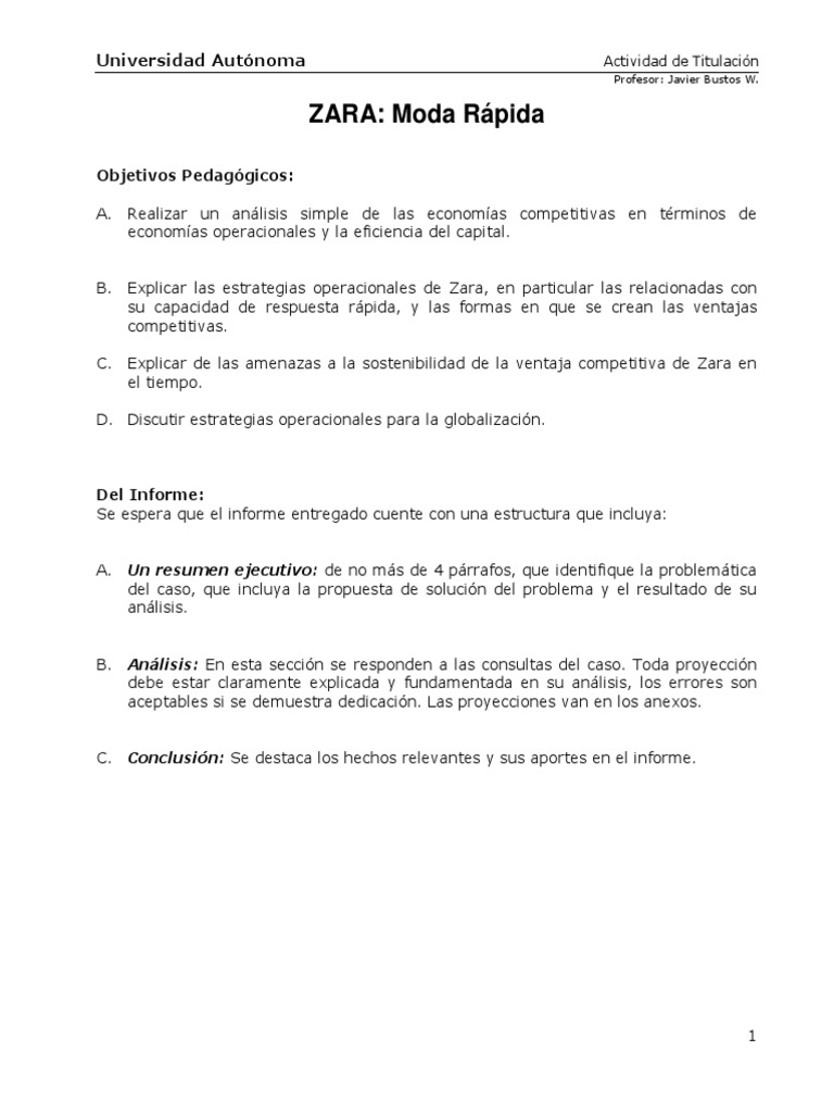 Zara Moda Rápida (Preguntas Del Caso) | PDF | Capital (economía ...