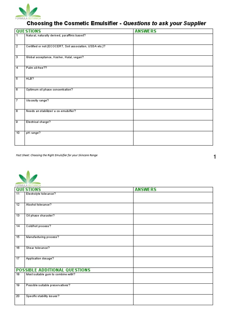 Skincare Emulsifier Selection Guide | PDF | Cooking, Food & Wine