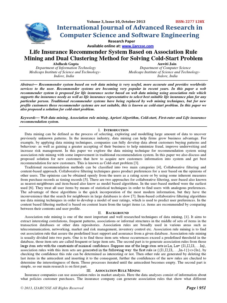 Insurance Recommender System | PDF | Data Mining | Cluster Analysis