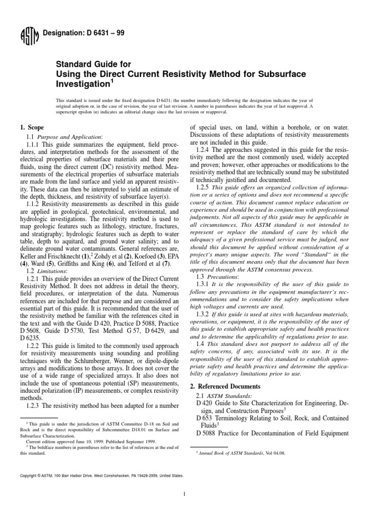 D 6431 - 99 - Rdy0mze - PDF | PDF | Electrical Resistivity And ...