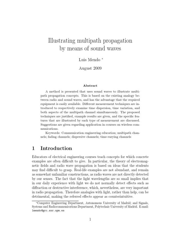 Sound Waves in Multipath Propagation | PDF | Bandwidth (Signal ...