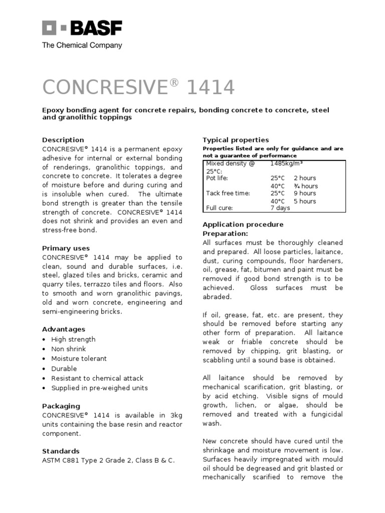 Epoxy Bonding Agent For Concrete Repairs, Bonding Concrete To Concrete ...