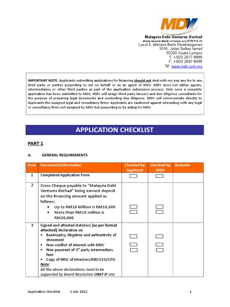 MDV Financing Application Guidelines | PDF | Guarantee | Cheque