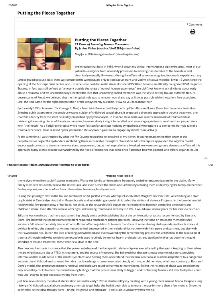 Putting The Pieces Together | PDF | Psychological Trauma | Eye Movement ...