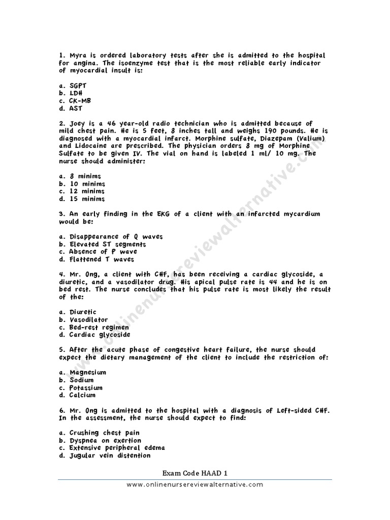 HAAD 1 QUESTIONS.pdf | Heart | Myocardial Infarction