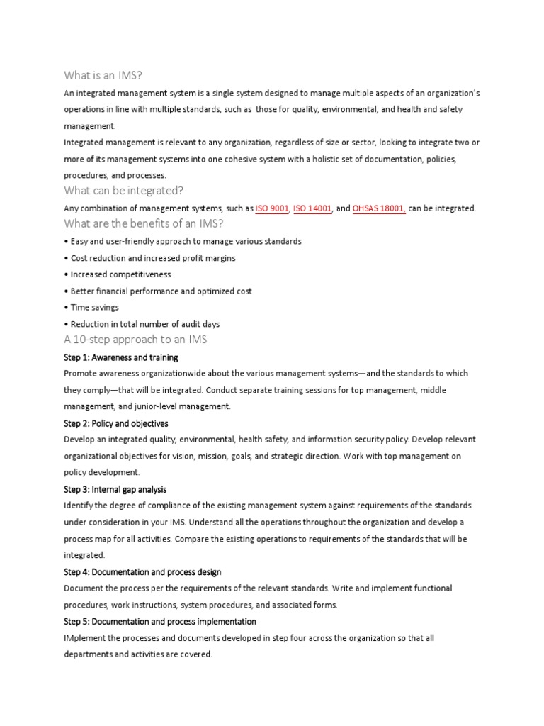 IMS Integrated Management System | PDF | Internal Audit | Audit